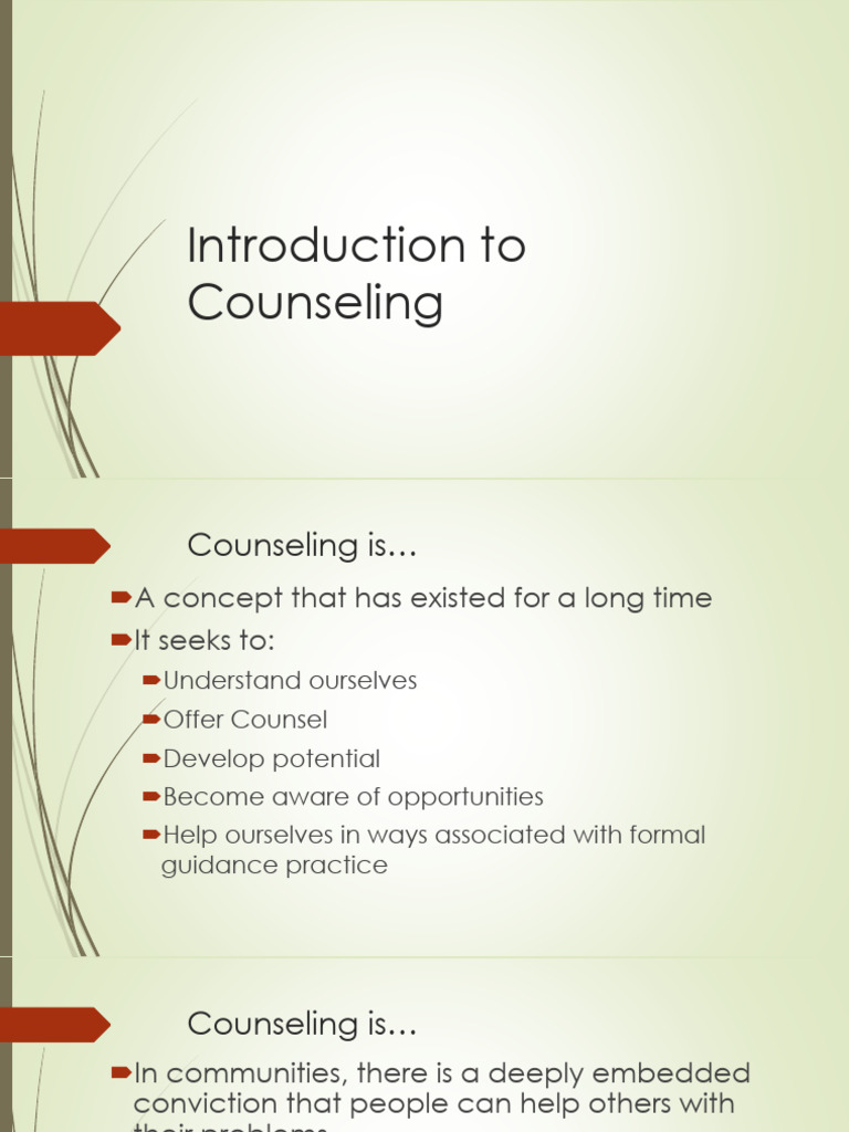 1 Introduction To Counseling | PDF | Psychotherapy | Mental Health