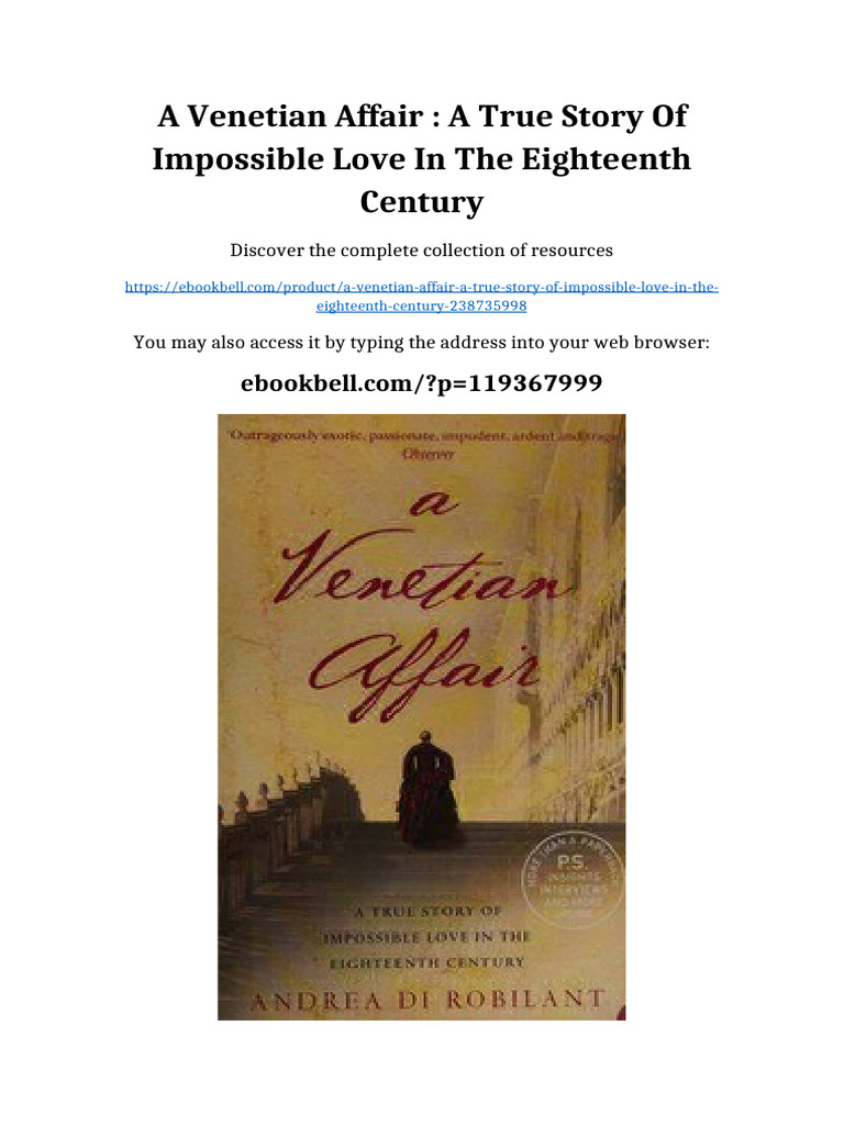 A Venetian Affair: A True Story of Impossible Love in The Eighteenth ...