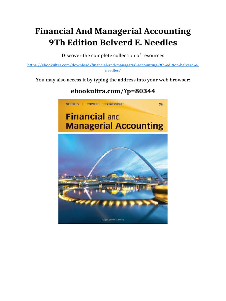 Financial and Managerial Accounting 9th Edition Belverd E. Needles ...