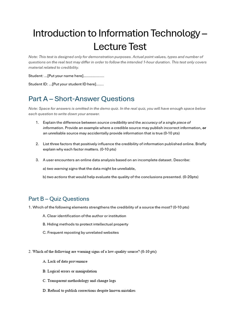 Lecture Test Example | PDF | Cognition | Cognitive Science