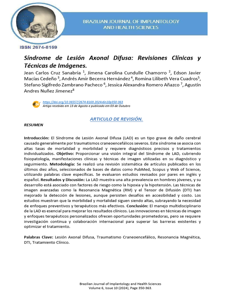 Sindrome de Lesion Axonal Difusa Revisiones Clinic | PDF | Neurona ...