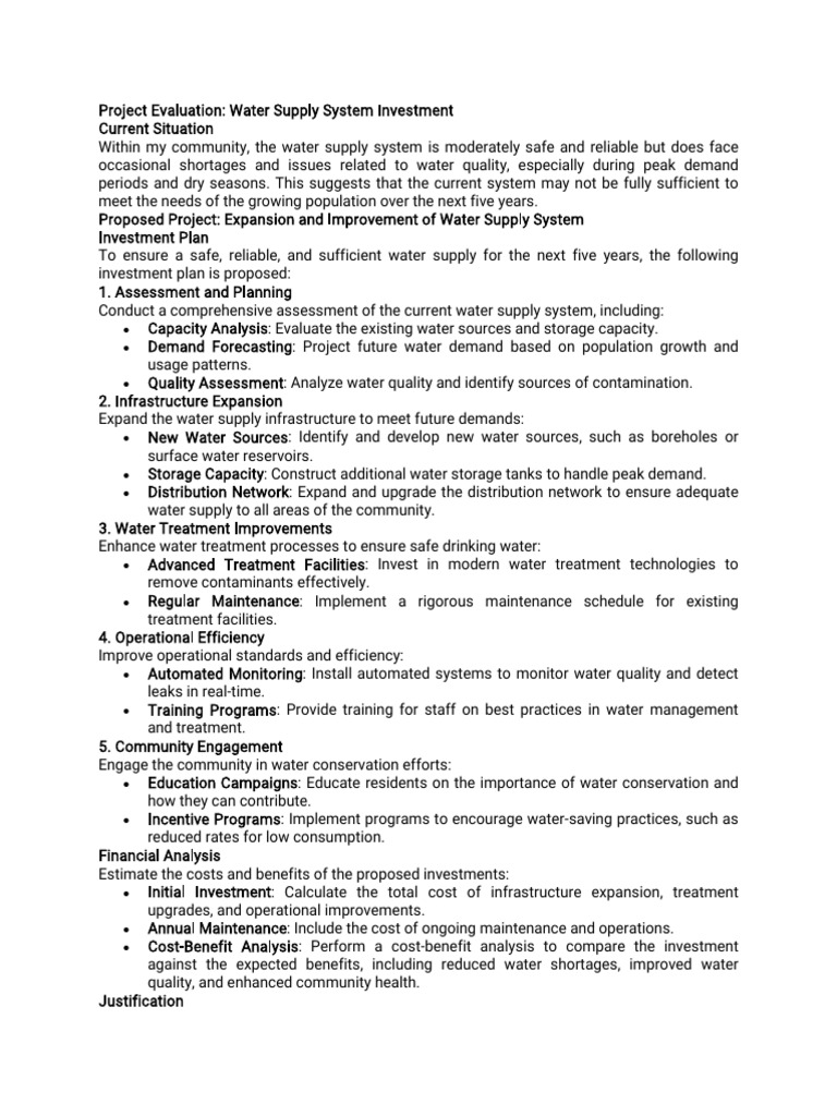 Project Evaluation | PDF | Water Supply Network | Water Supply