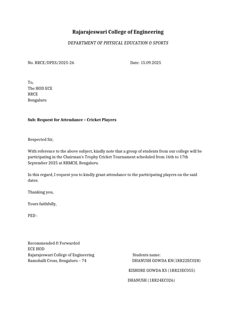 Attendance Request Letter | PDF