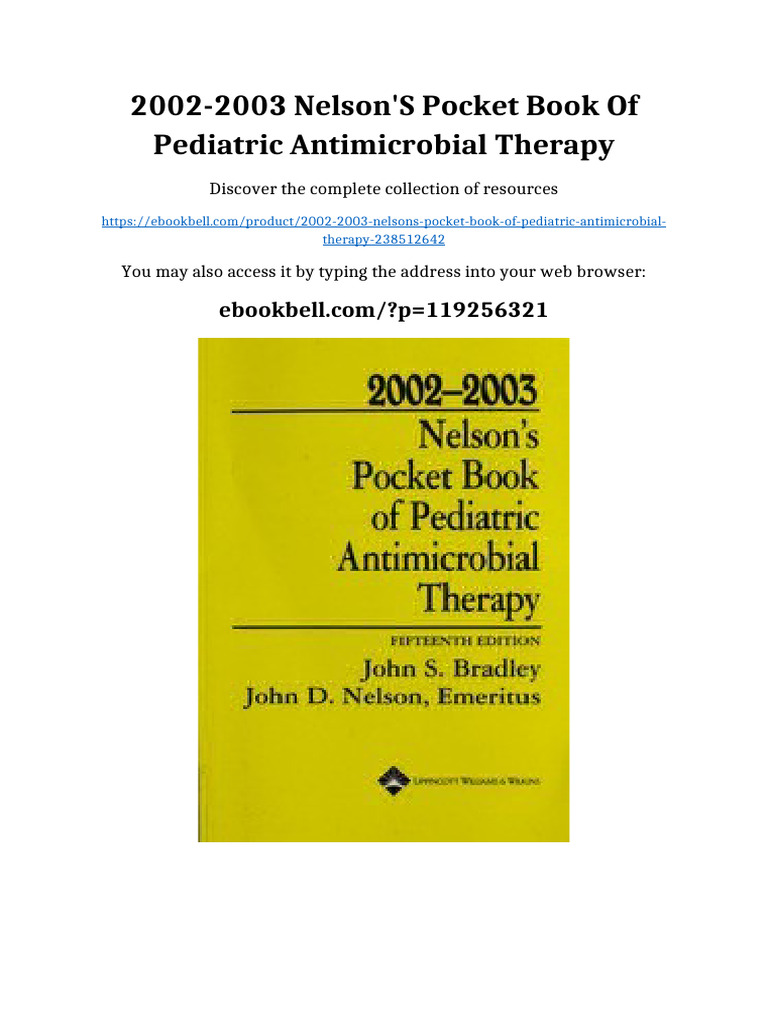 2002-2003 Nelson's pocket book of pediatric antimicrobial therapy ...