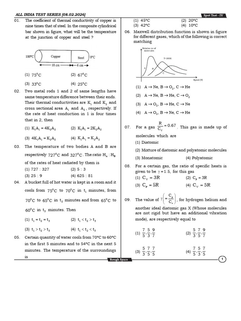 Spot Test - Iv - Final Print - 08.02.2026 | PDF | Gases | Heat