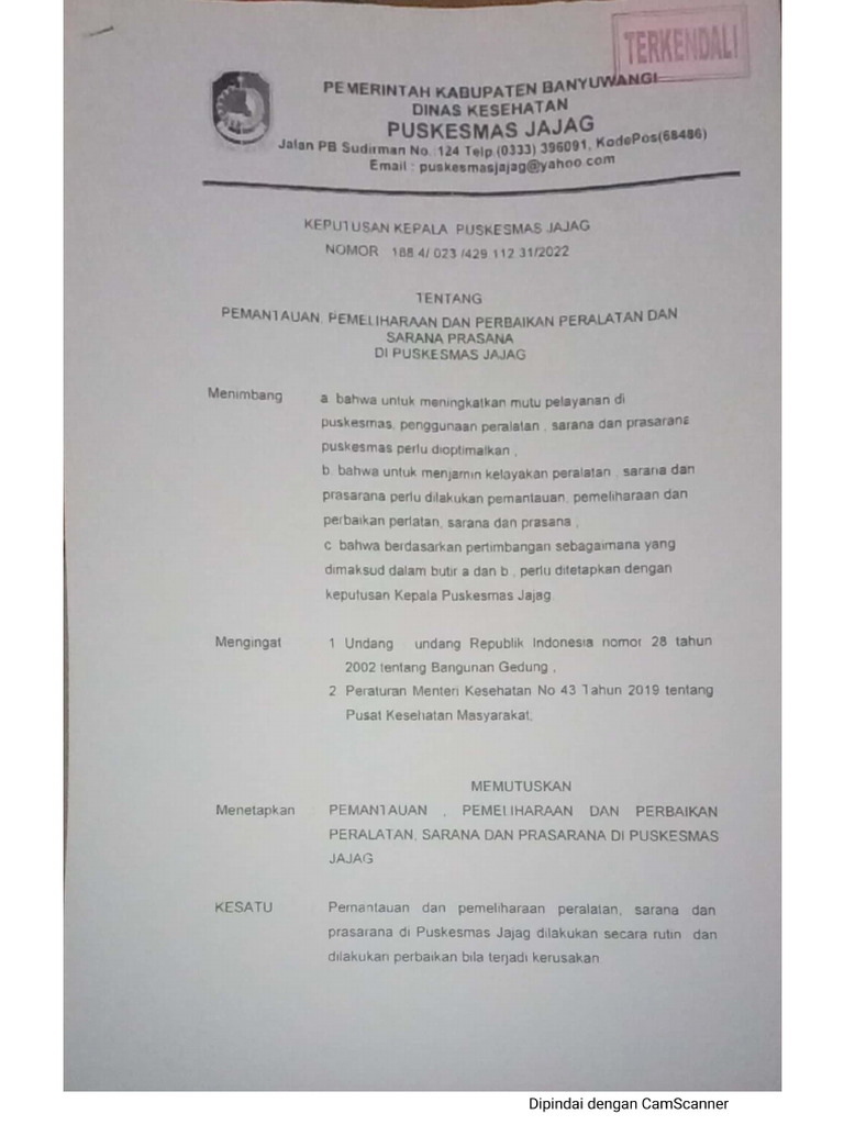SK Pemantauan,Pemeliharaan Sarpras | PDF