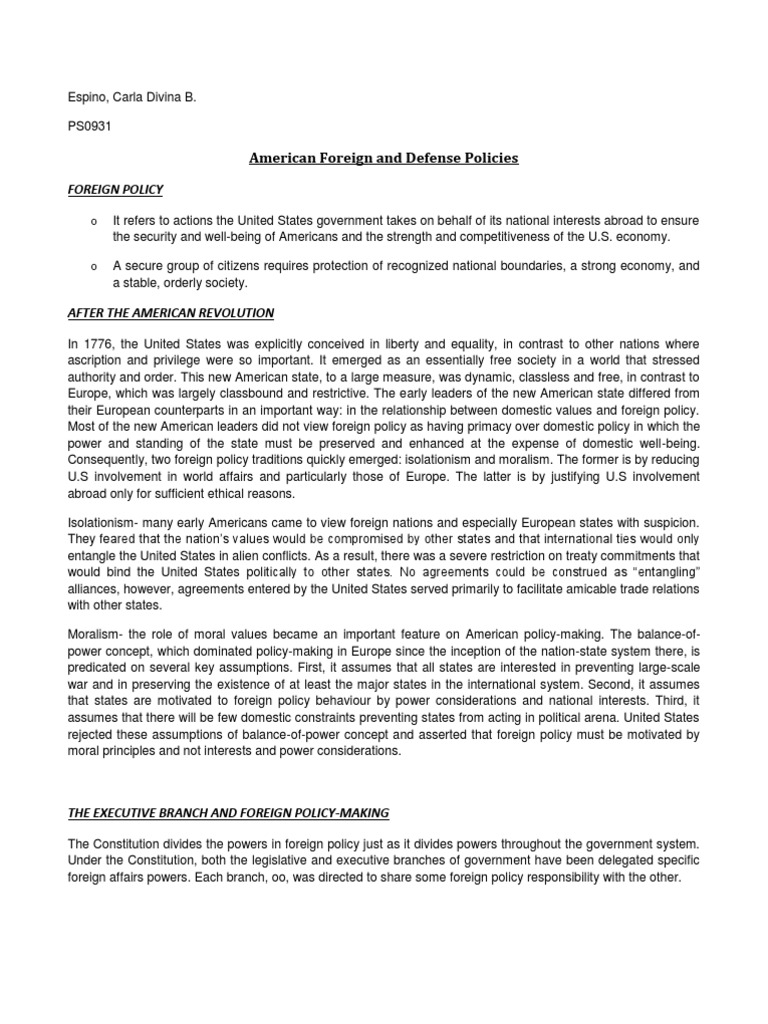 American Foreign and Defense Policies | PDF | Nuclear Weapons ...