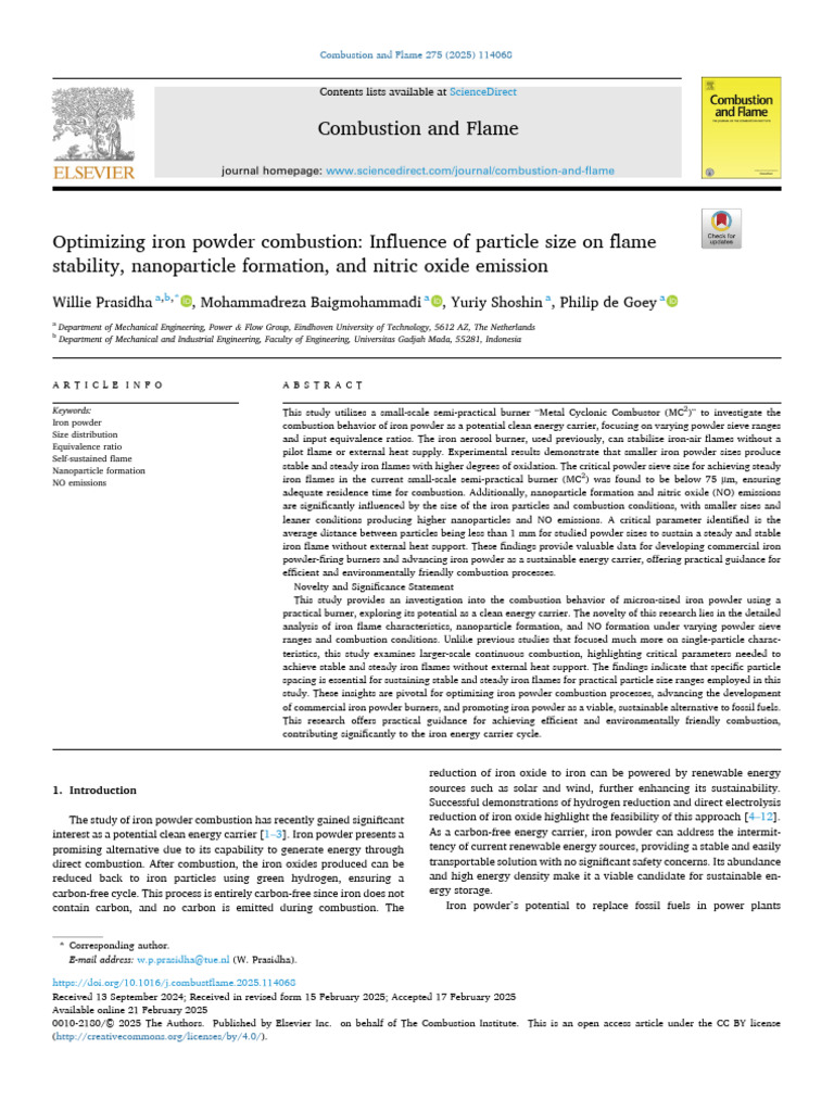 Optimizing Iron Powder Combustion | PDF | Combustion | Renewable Energy