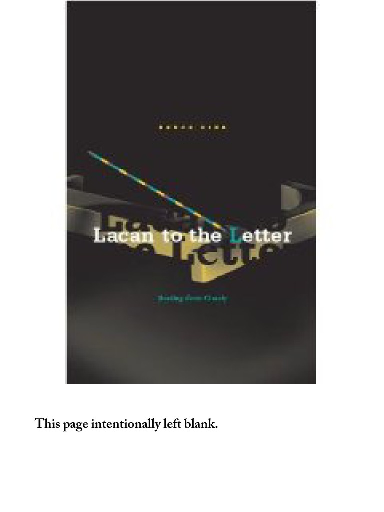 Lacan To The Letter - Reading Ecrits Closely | PDF