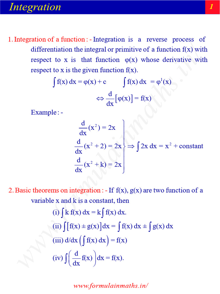 Integration (1) | PDF | Function (Mathematics) | Integral