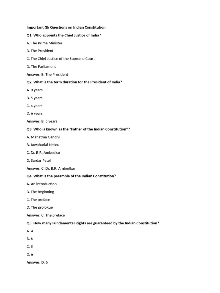 Quiz on Indian Constitution | PDF | Government | Political Charters