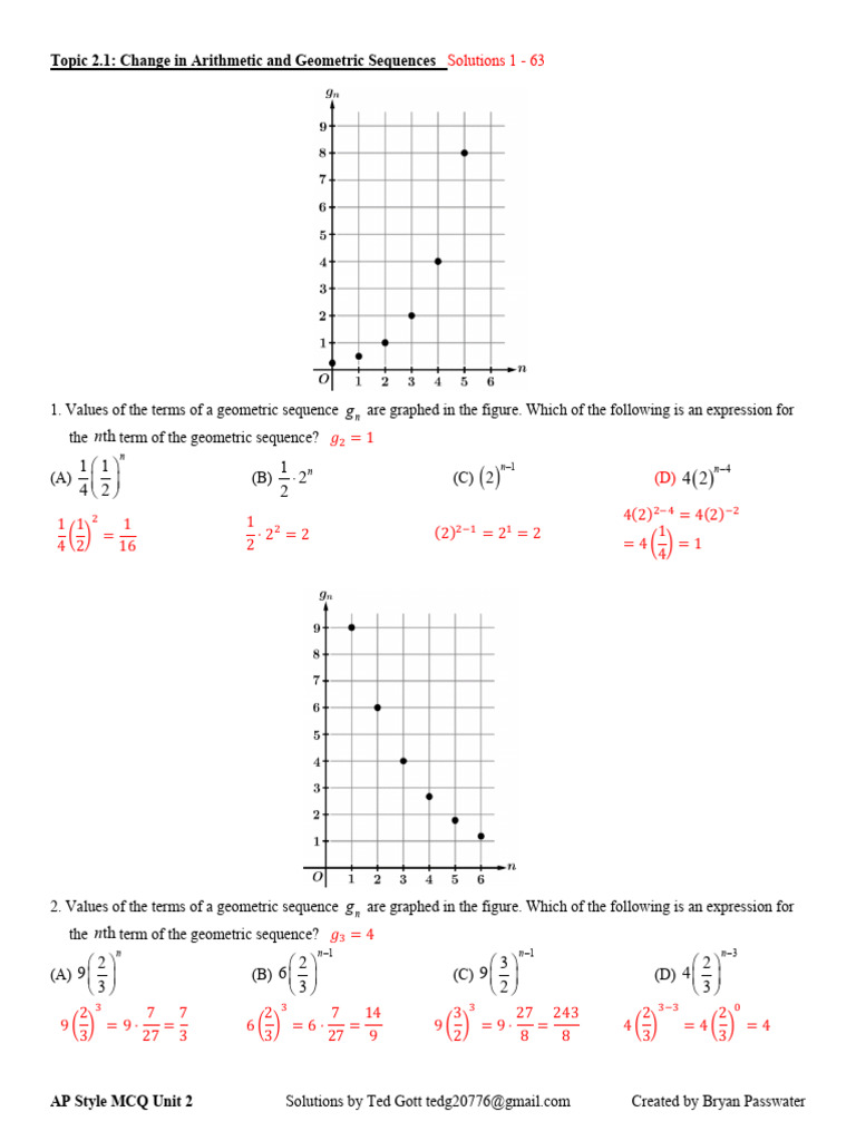 Unit 2 Key 1-63 MCQ AP Precalculus Exam Review | PDF | Errors And ...