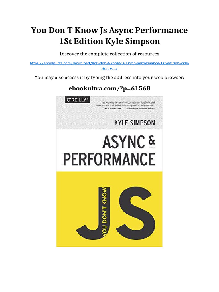You Don T Know JS Async Performance 1st Edition Kyle Simpson PDF ...