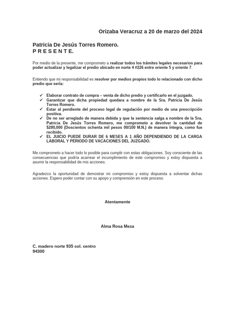 Carta Compromiso Alma Nex | PDF