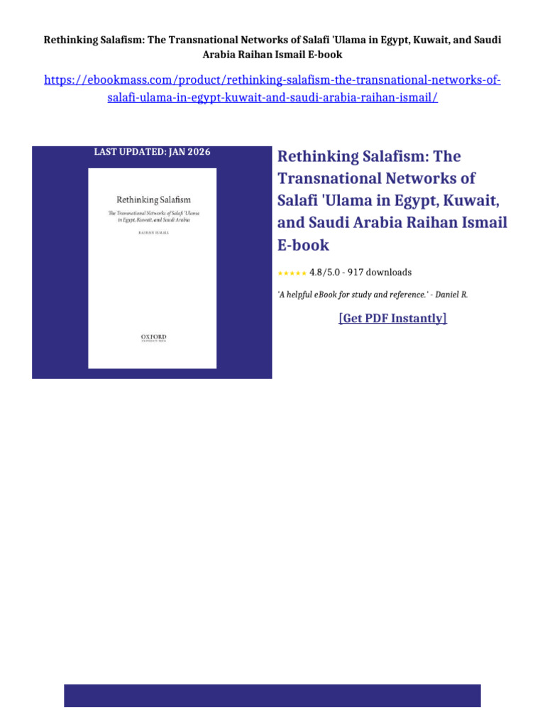 Rethinking Salafism: The Transnational Networks of Salafi 'Ulama in ...