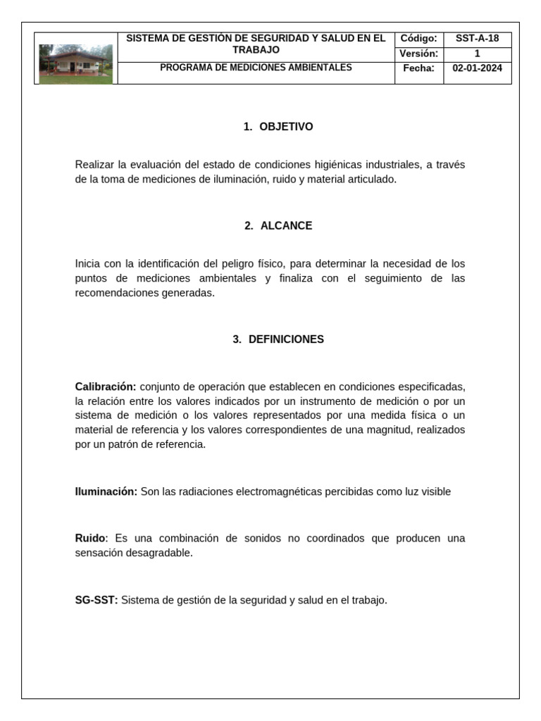 Sst-prg-11 Programa de Mediciones Ambientales | PDF | Seguridad y salud ...
