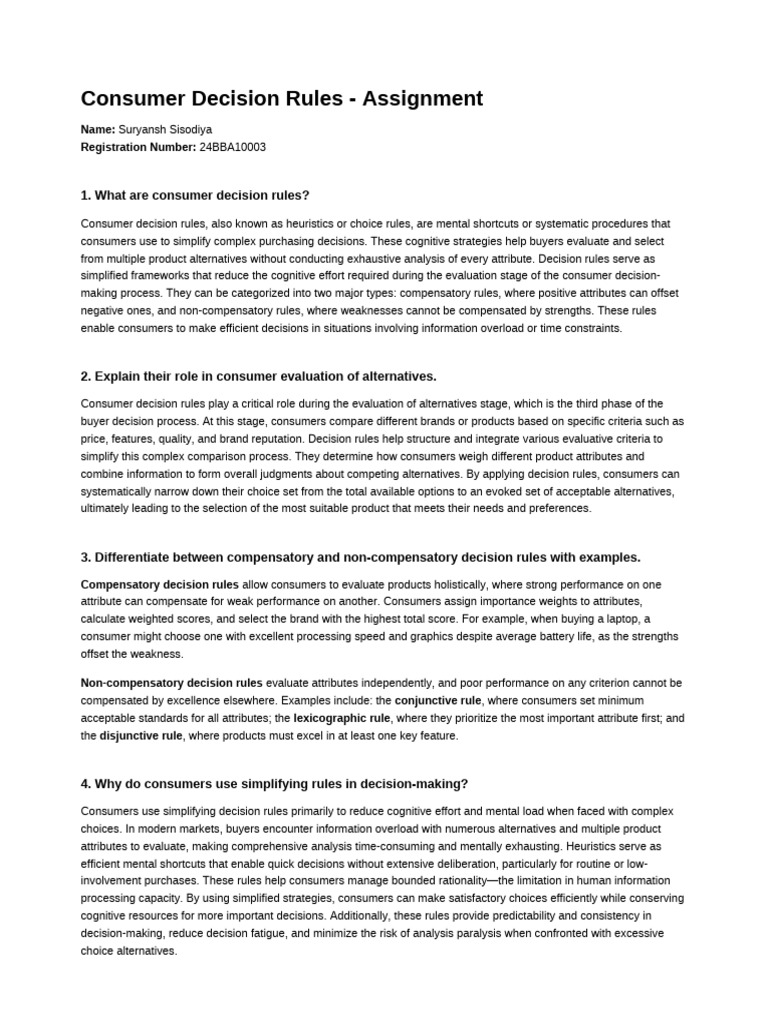 Consumer Decision Rules PDF | PDF | Decision Making | Heuristic