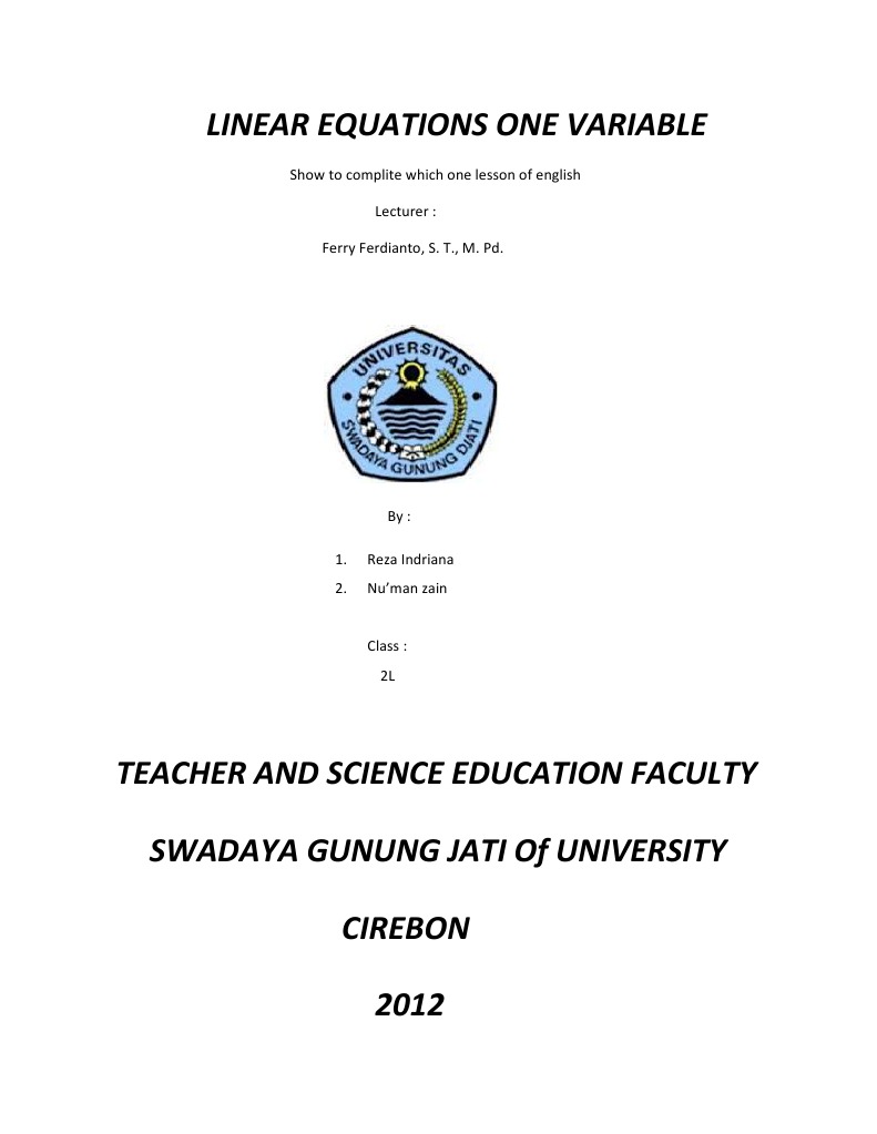 Linear Equations One Variable | PDF | Variable (Mathematics) | Equations
