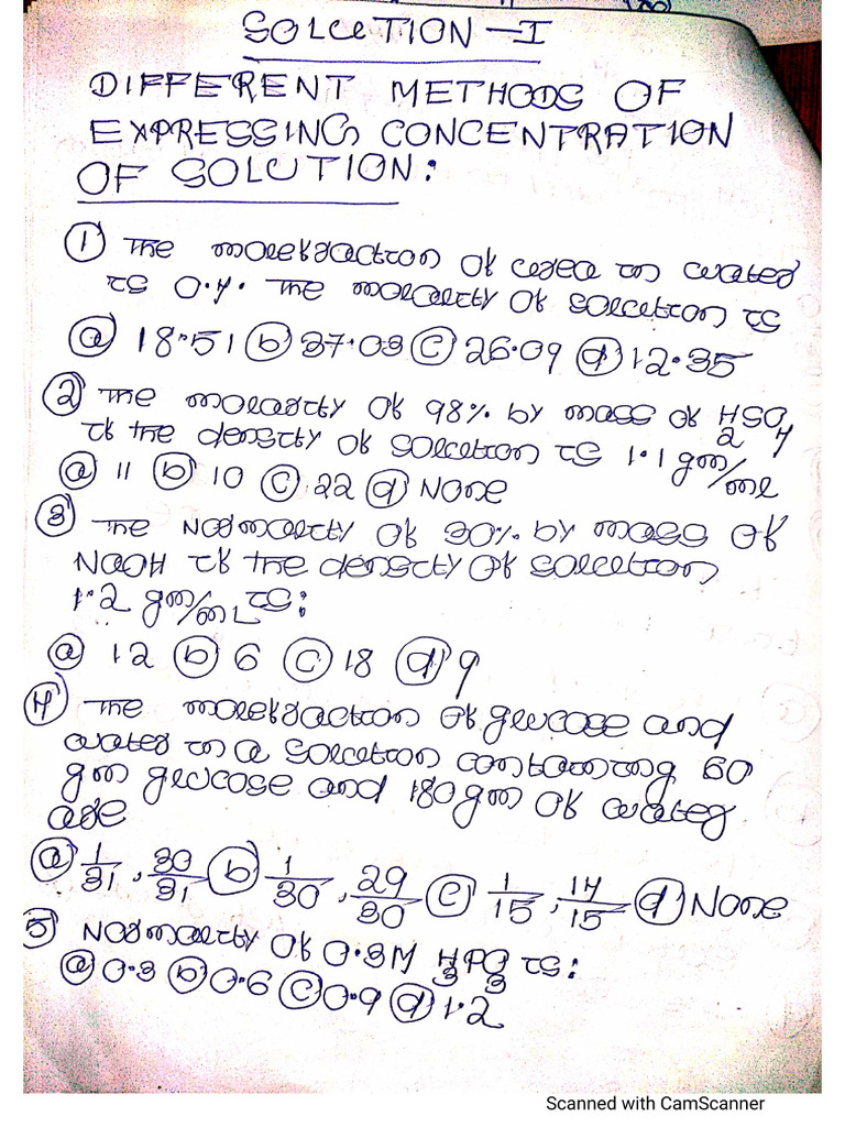 Different Methods of Expressing Concentration of Solution | PDF