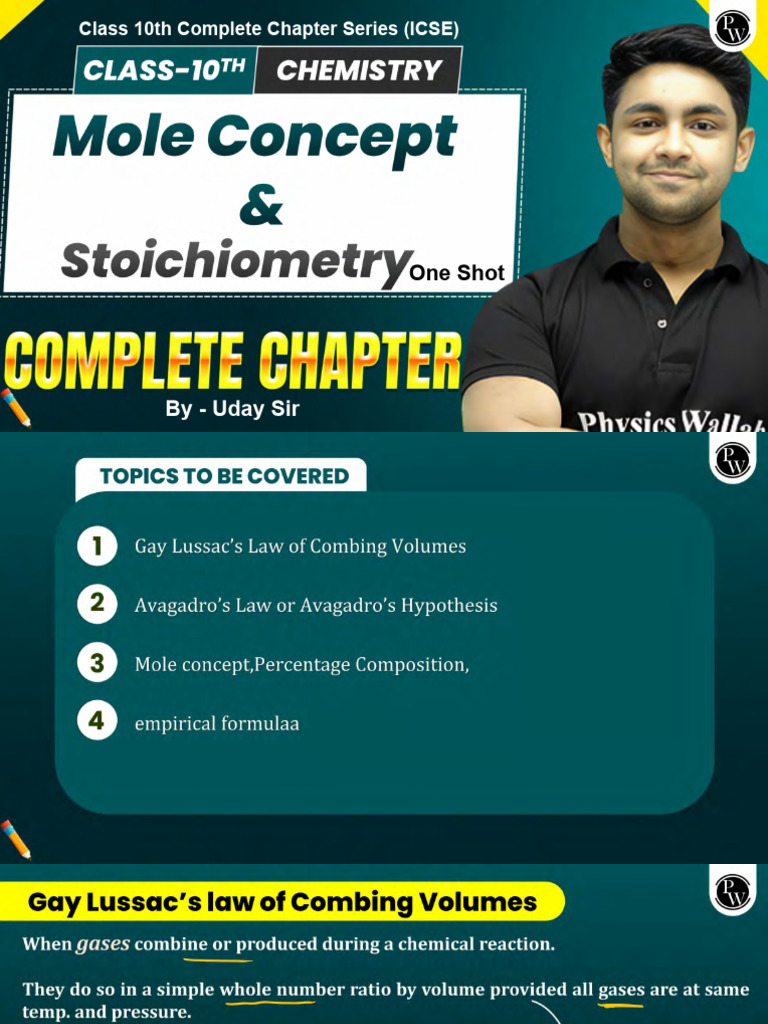 Chhe_Mole Concept and Stoichiometry _ Class Notes (ICSE) | PDF
