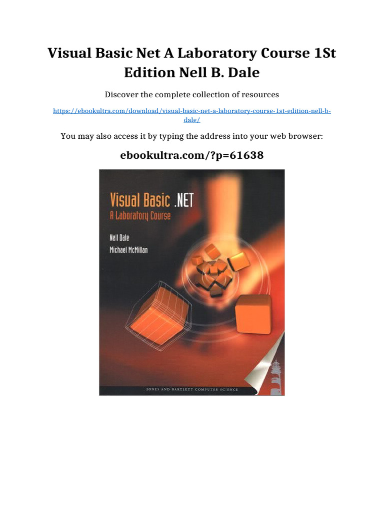 Visual Basic NET A Laboratory Course 1st Edition Nell B. Dale Newest ...