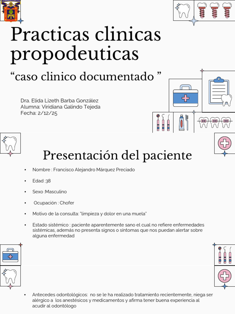 Caso Clinico Documentado | PDF | Odontología | Especialidades Medicas