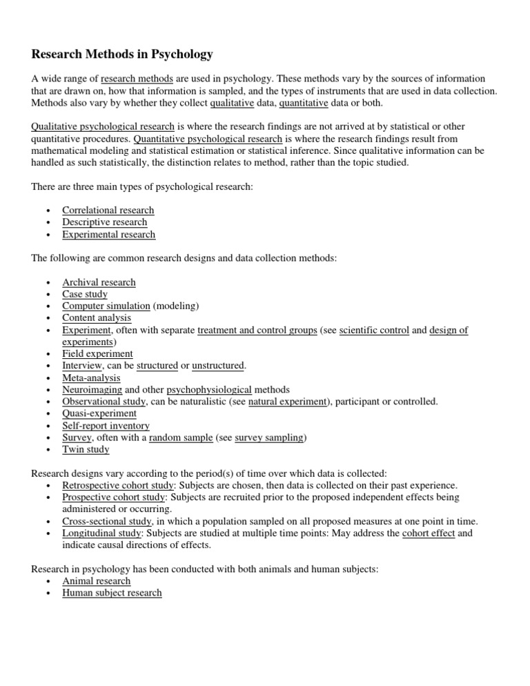 Research Methods in Psychology | PDF