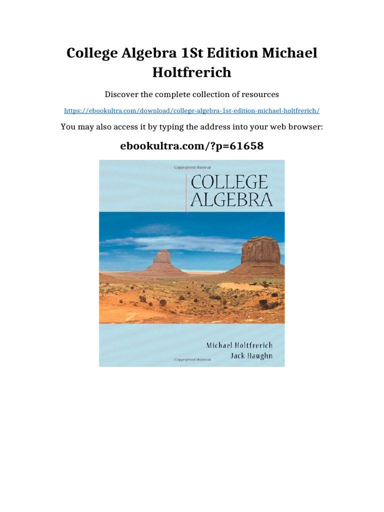 College Algebra 1st Edition Michael Holtfrerich available any format ...
