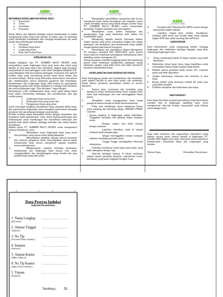 Brosur Safety Induction | PDF