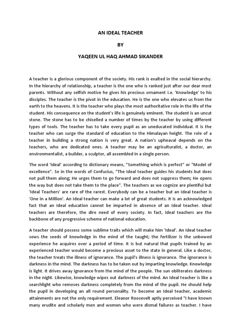 An Ideal Teacher | PDF | Teachers | Mind