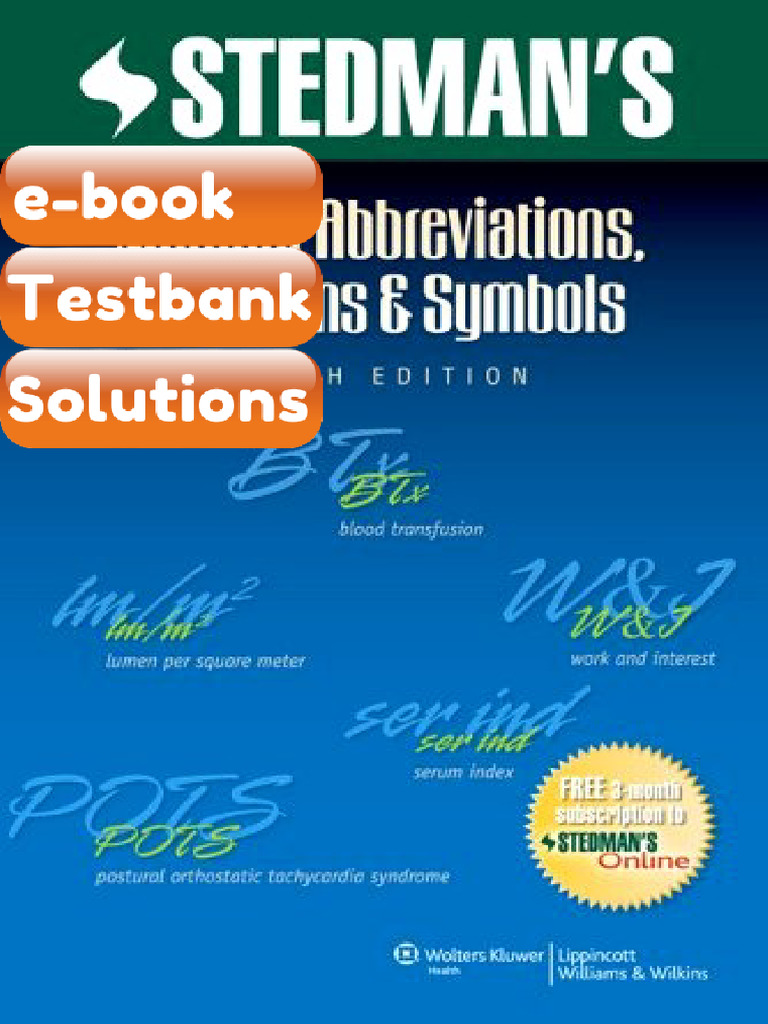 Stedmans Medical Abbreviations Acronyms Symbols 5th Edition eBook ...