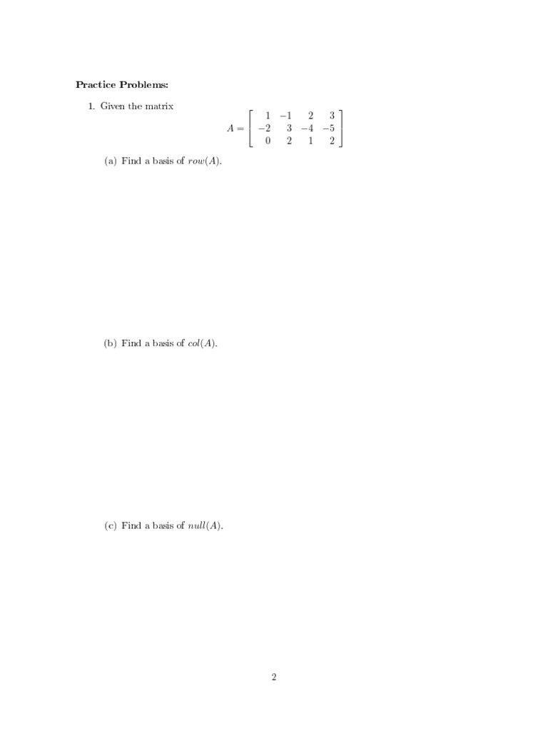 Linear Algebra Practice Questions | PDF | Eigenvalues And Eigenvectors ...