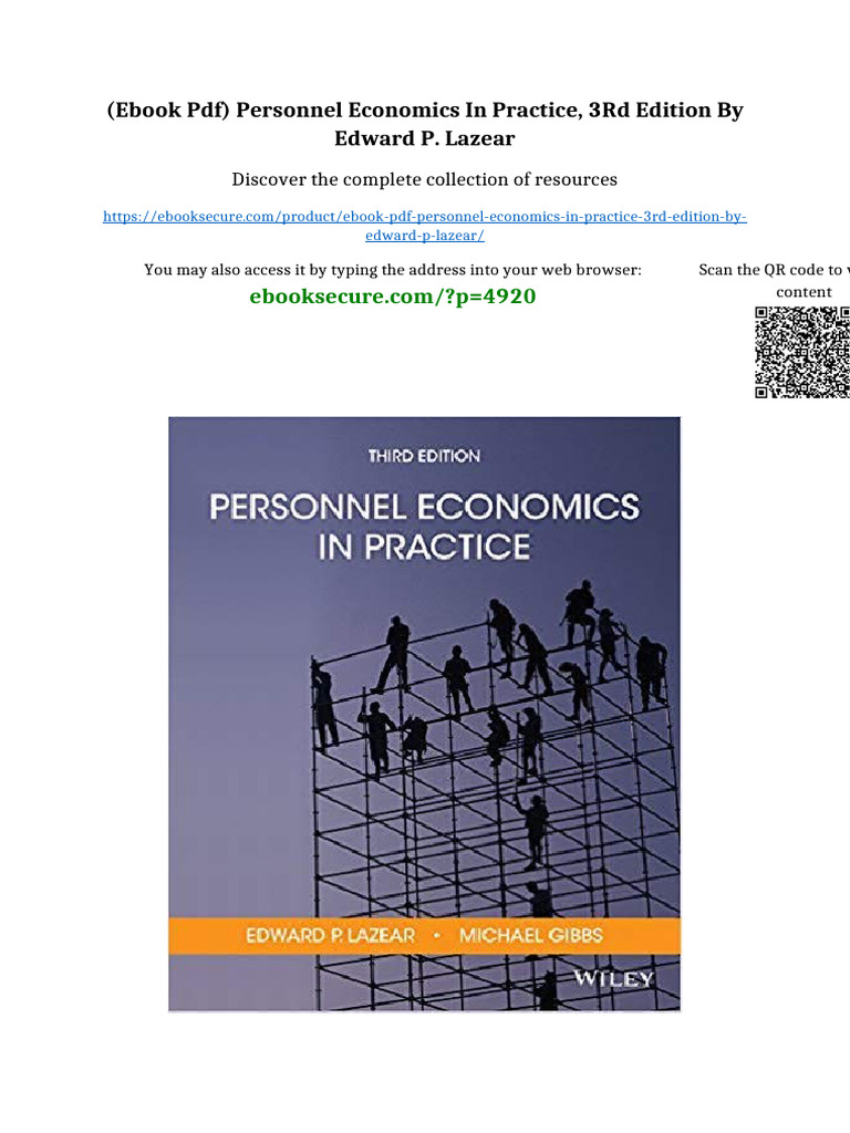(eBook PDF) Personnel Economics in Practice, 3rd Edition by Edward P ...