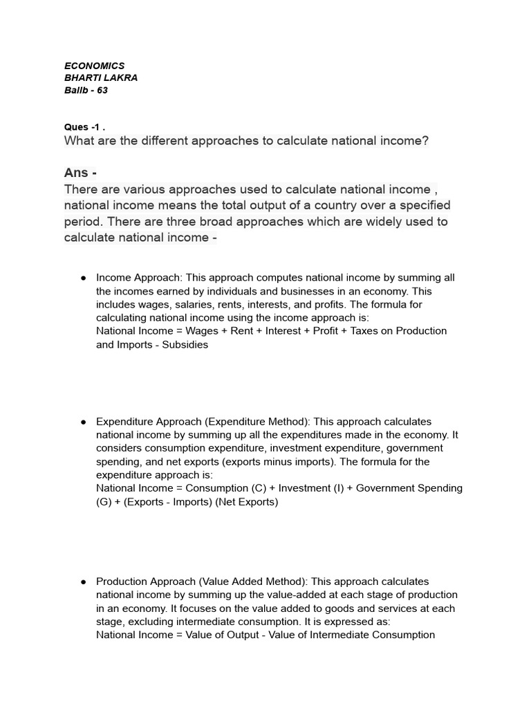 Economics Homework | PDF | Measures Of National Income And Output ...