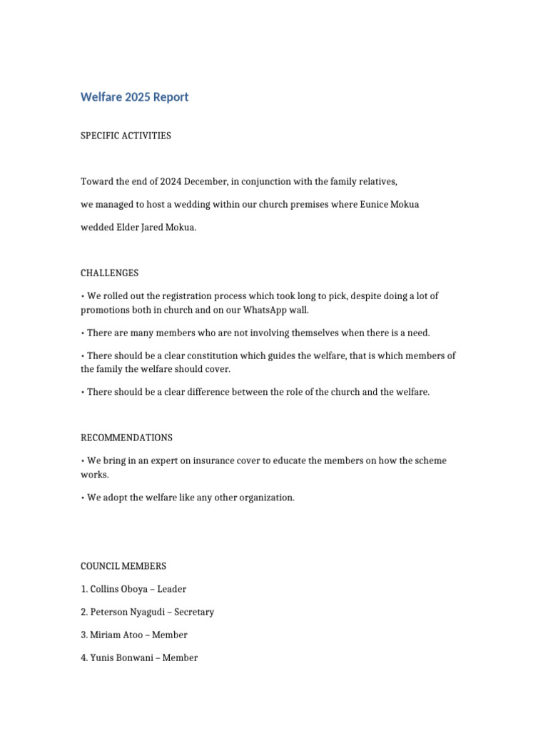 Welfare Report | PDF