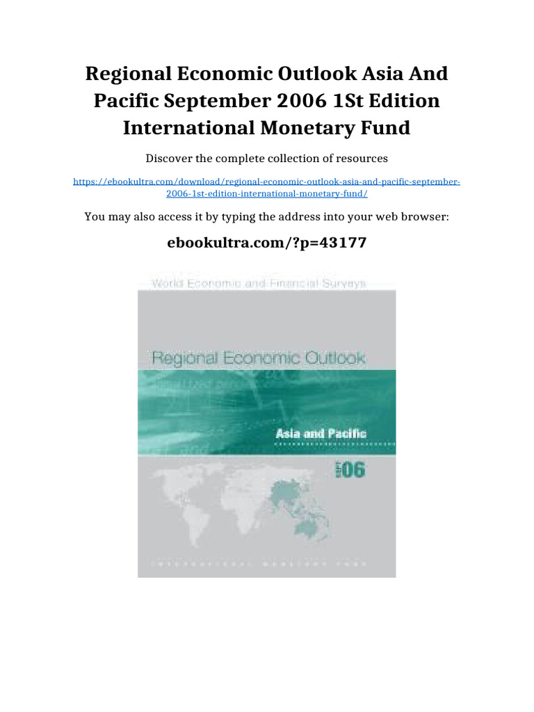Regional Economic Outlook Asia and Pacific September 2006 1st Edition ...