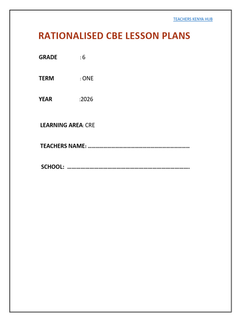 Term 1 Grade 6 Cre Lesson Plan | PDF | Learning | Bible