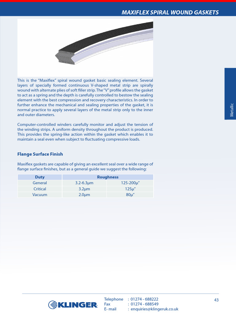 Spiral Wound (Maxiflex) Gasket Catalogue | PDF | Materials | Mechanical ...
