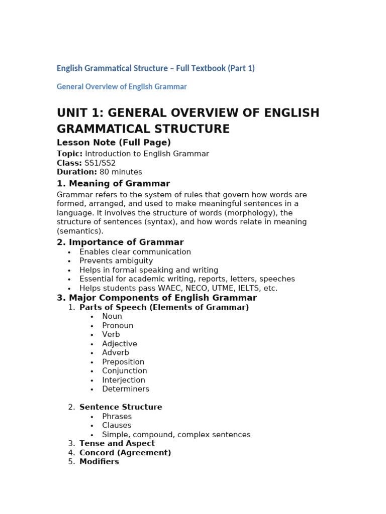 English Grammar Full Textbook Part1 | PDF | English Grammar | Pronoun