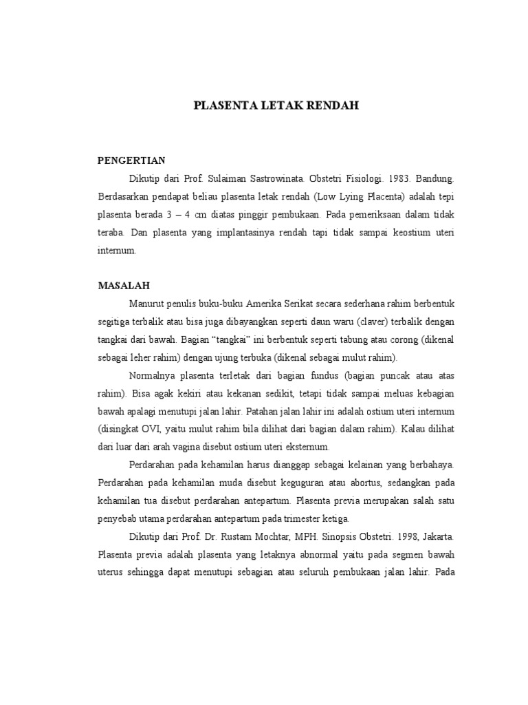 Askeb Plasenta Letak Rendah | PDF