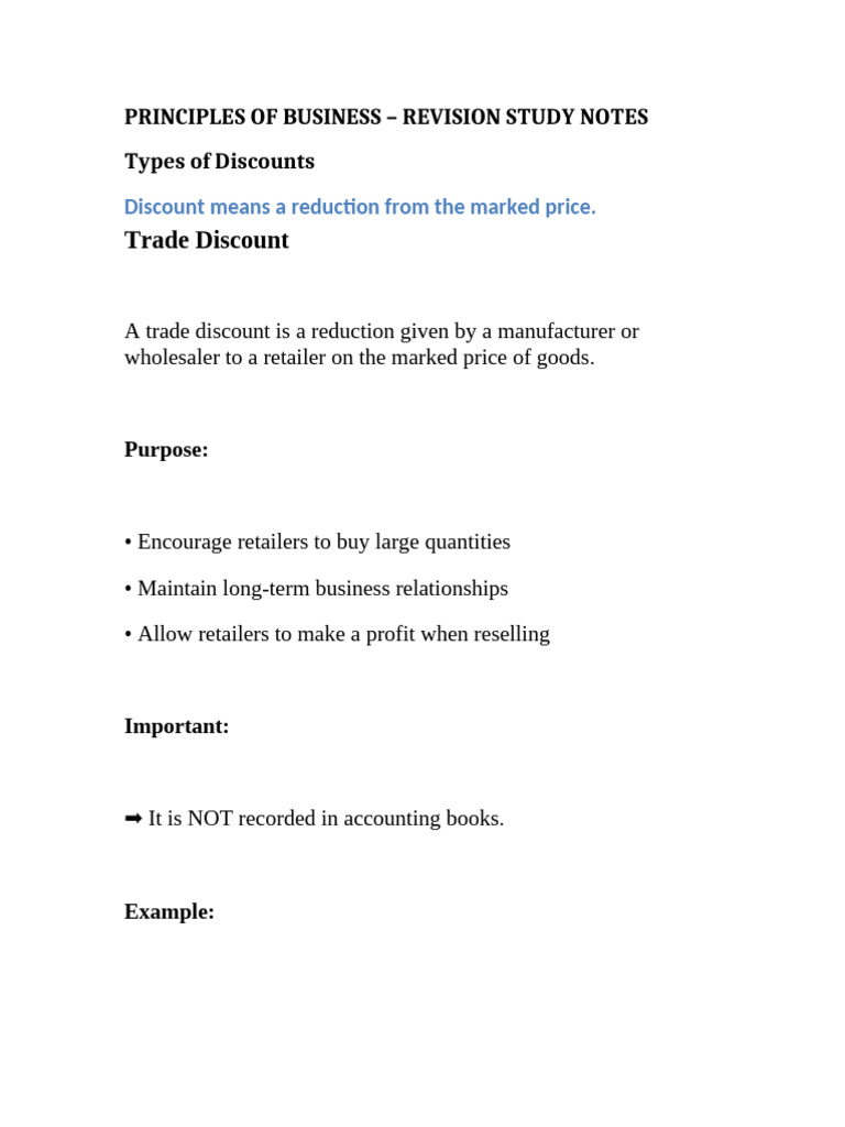 POB Study Notes | PDF | Discounts And Allowances | Capital (Economics)