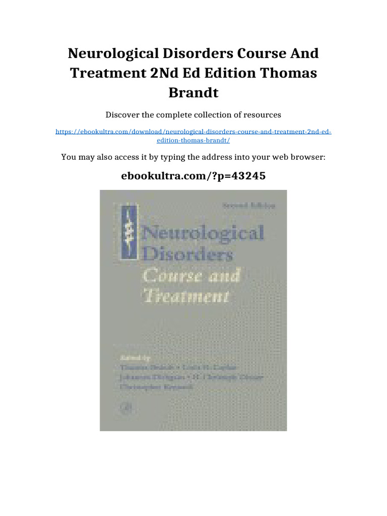 Neurological Disorders Course and Treatment 2nd ed Edition Thomas ...