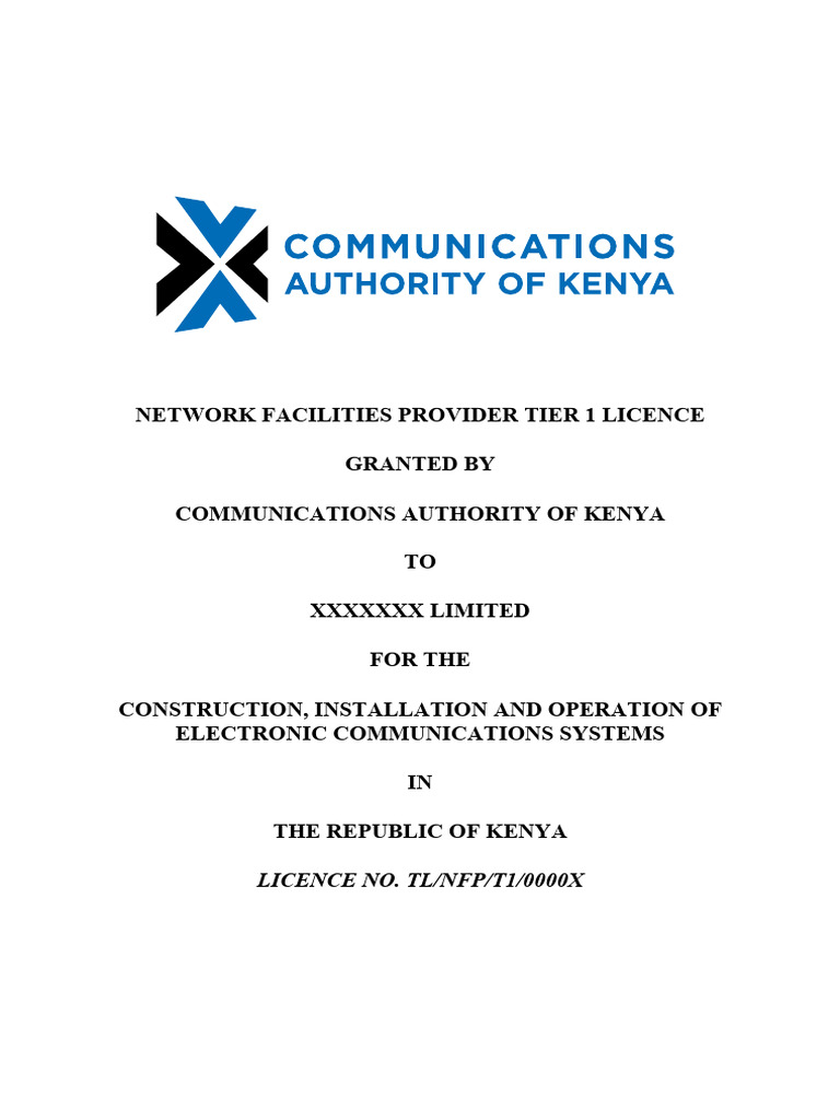 Network Facilities Provider Tier I Licence | PDF | License | Service ...