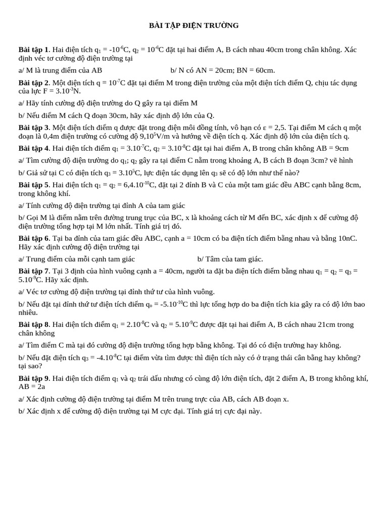 Bt Tu Luan Dien Truong So 1 | PDF