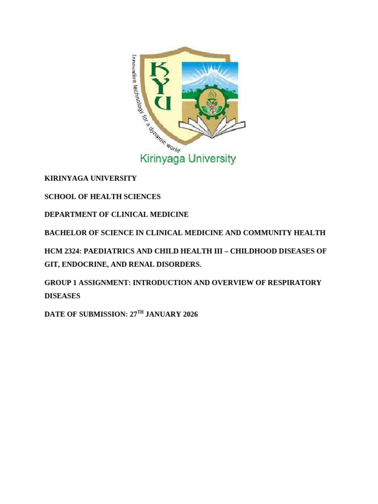 Group 1 HCM 2324 Paeds 3 Document | PDF | Respiratory Tract | Lung