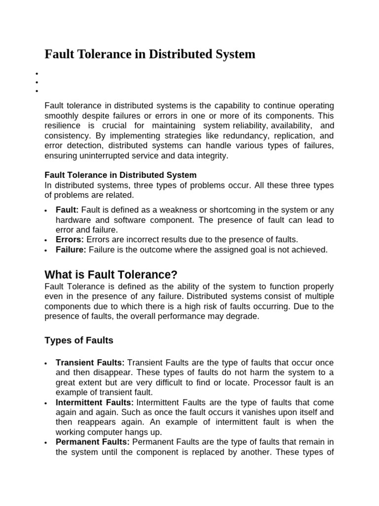 Fault Tolerance in Distributed System | PDF | Fault Tolerance ...