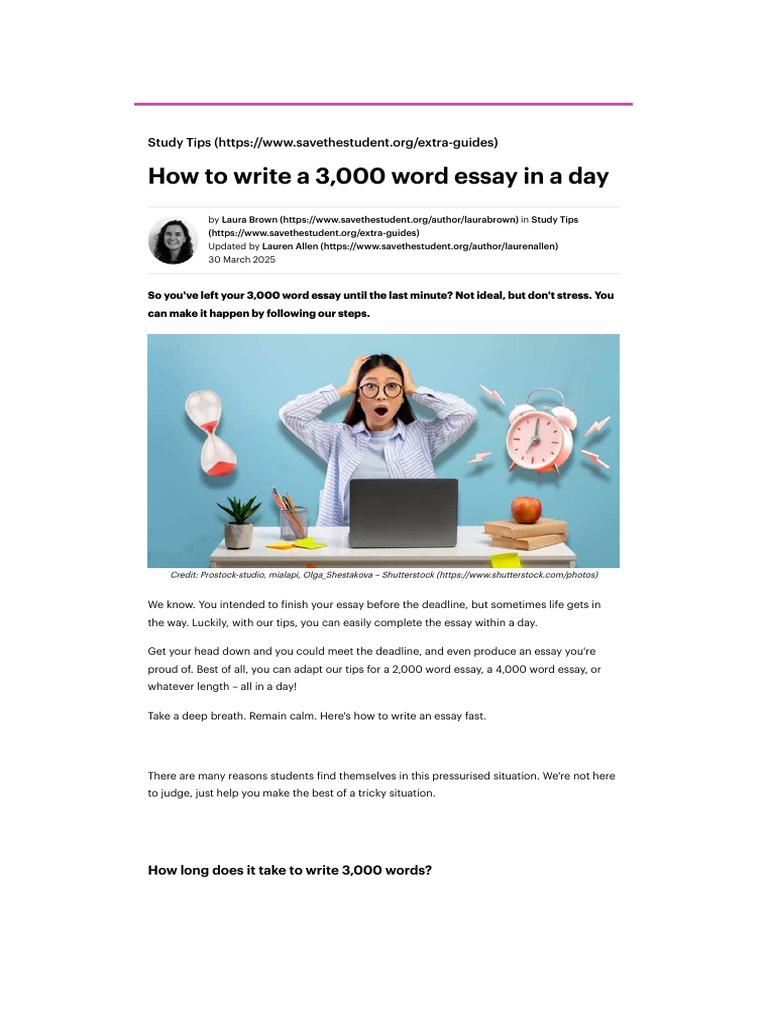 How to Write a 3,000 Word Essay in a Day - Save the Student | PDF | Essays