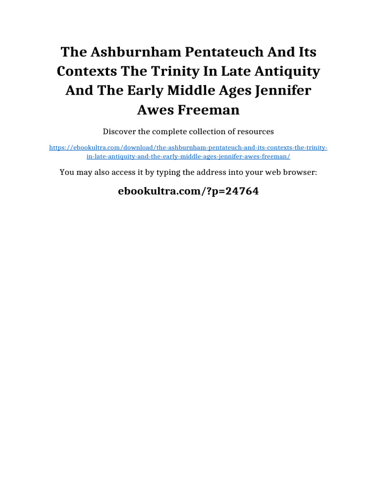 The Ashburnham Pentateuch and its Contexts The Trinity in Late ...