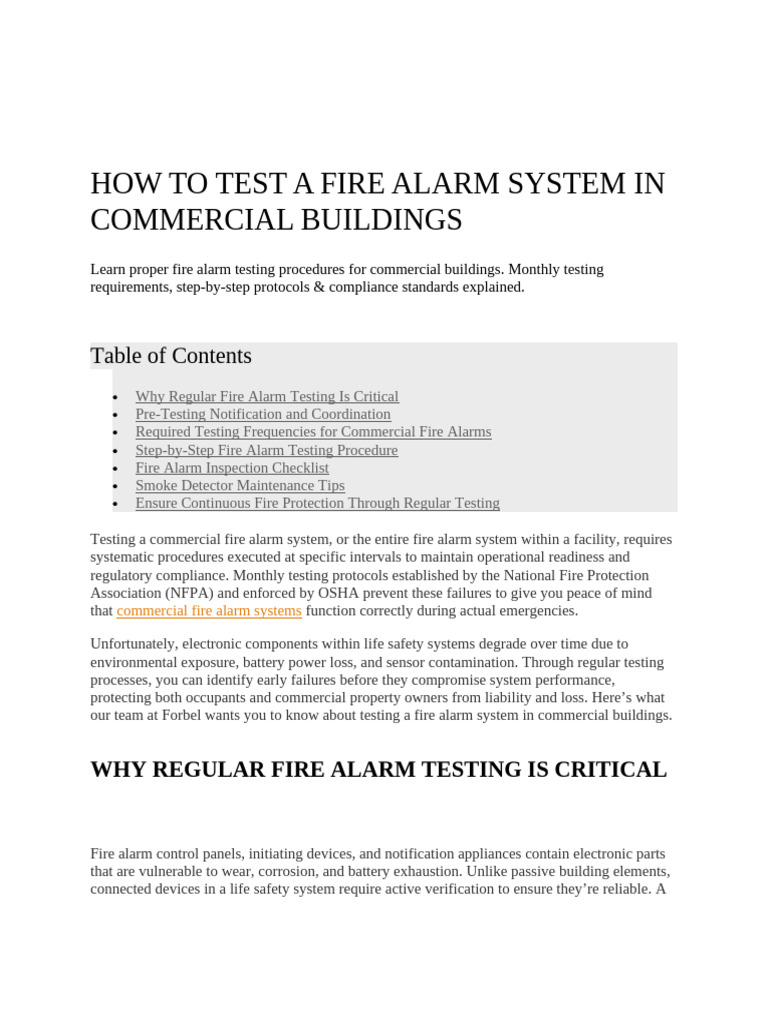 How To Test A Fire Alarm System in Commercial Buildings | PDF | Safety