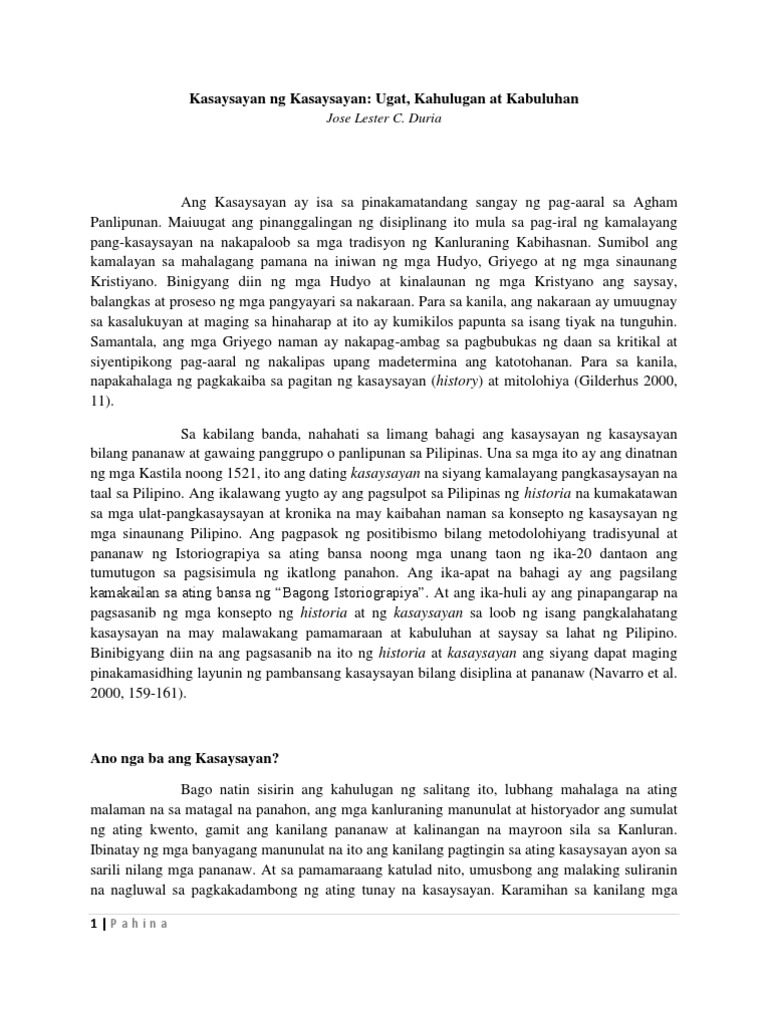 Kasaysayan NG Kasaysayan (Article Version) | PDF